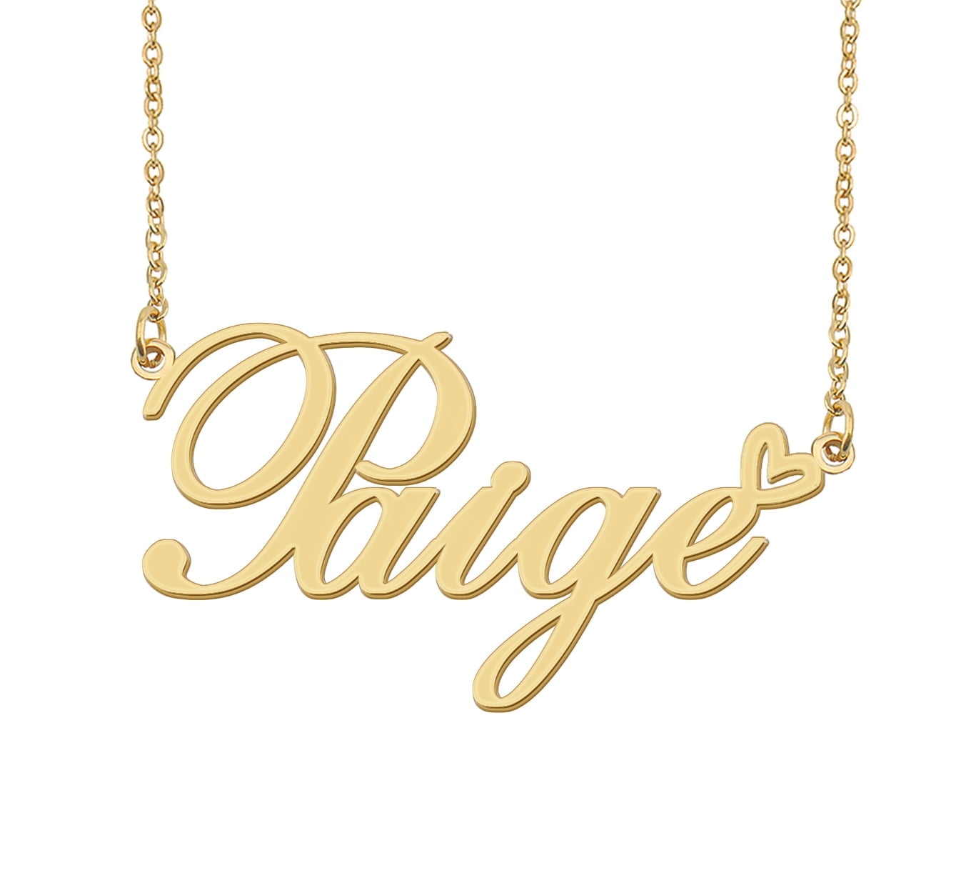 HUAN XUN Paige Name Heart Necklace 18k Gold Plated Nameplate Pendant ...