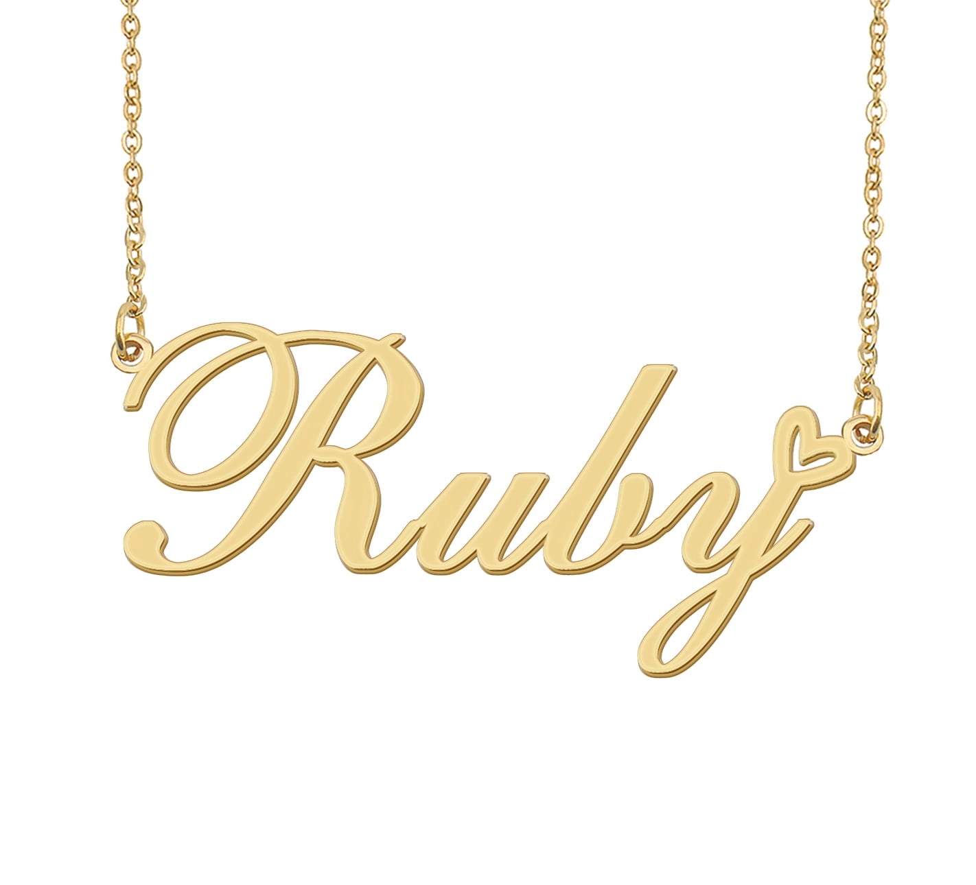 HUAN XUN Ruby Name Heart Necklace 18k Gold Plated Nameplate Pendant ...