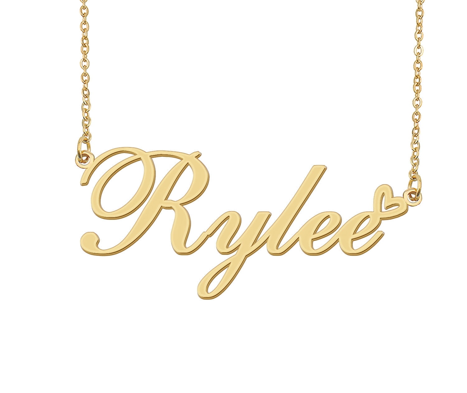 HUAN XUN Rylee Name Heart Necklace 18k Gold Plated Nameplate Pendant ...