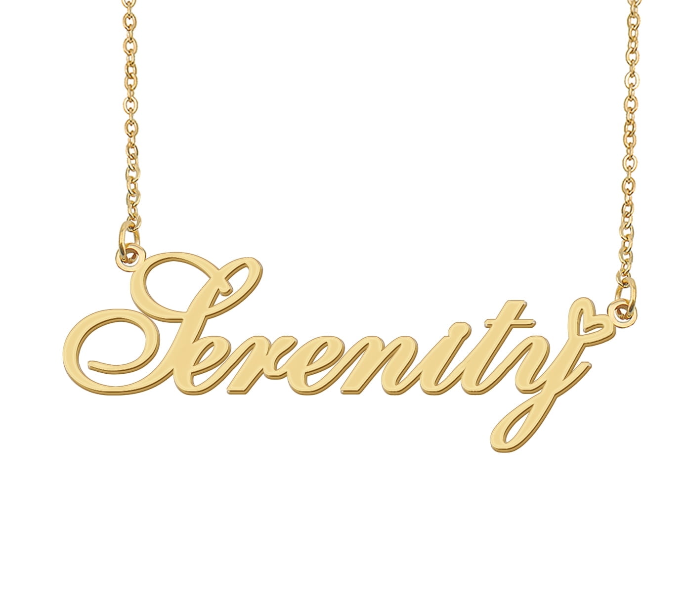 HUAN XUN Serenity Name Heart Necklace 18k Gold Plated Nameplate Pendant ...