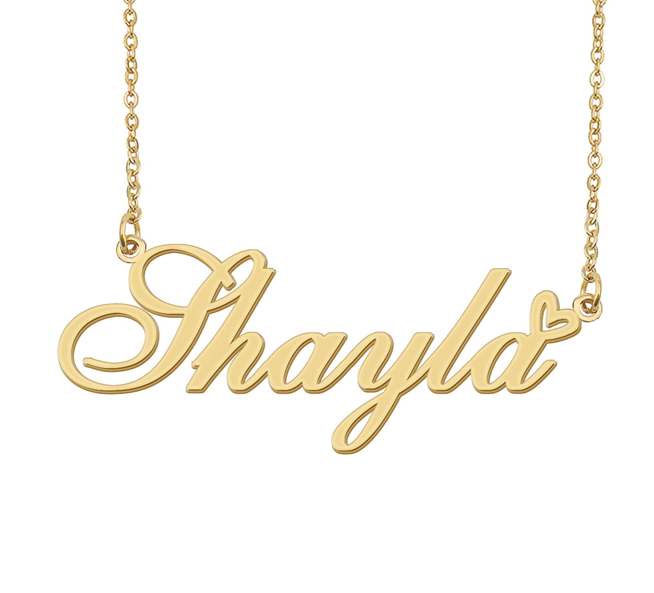 HUAN XUN Shayla Name Heart Necklace 18k Gold Plated Nameplate Pendant ...