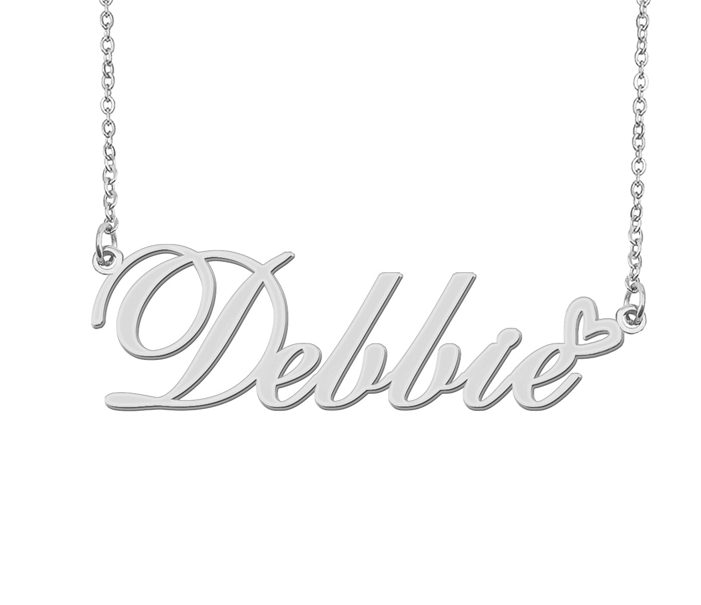 HUAN XUN Silver Debbie Name Necklace Stainless Steel Heart Nameplate ...
