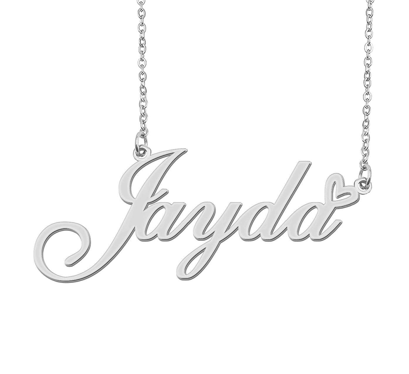 HUAN XUN Silver Jayda Name Necklace Stainless Steel Heart Nameplate ...