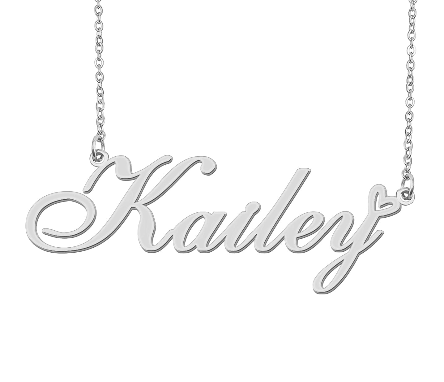HUAN XUN Silver Kailey Name Necklace Stainless Steel Heart Nameplate ...