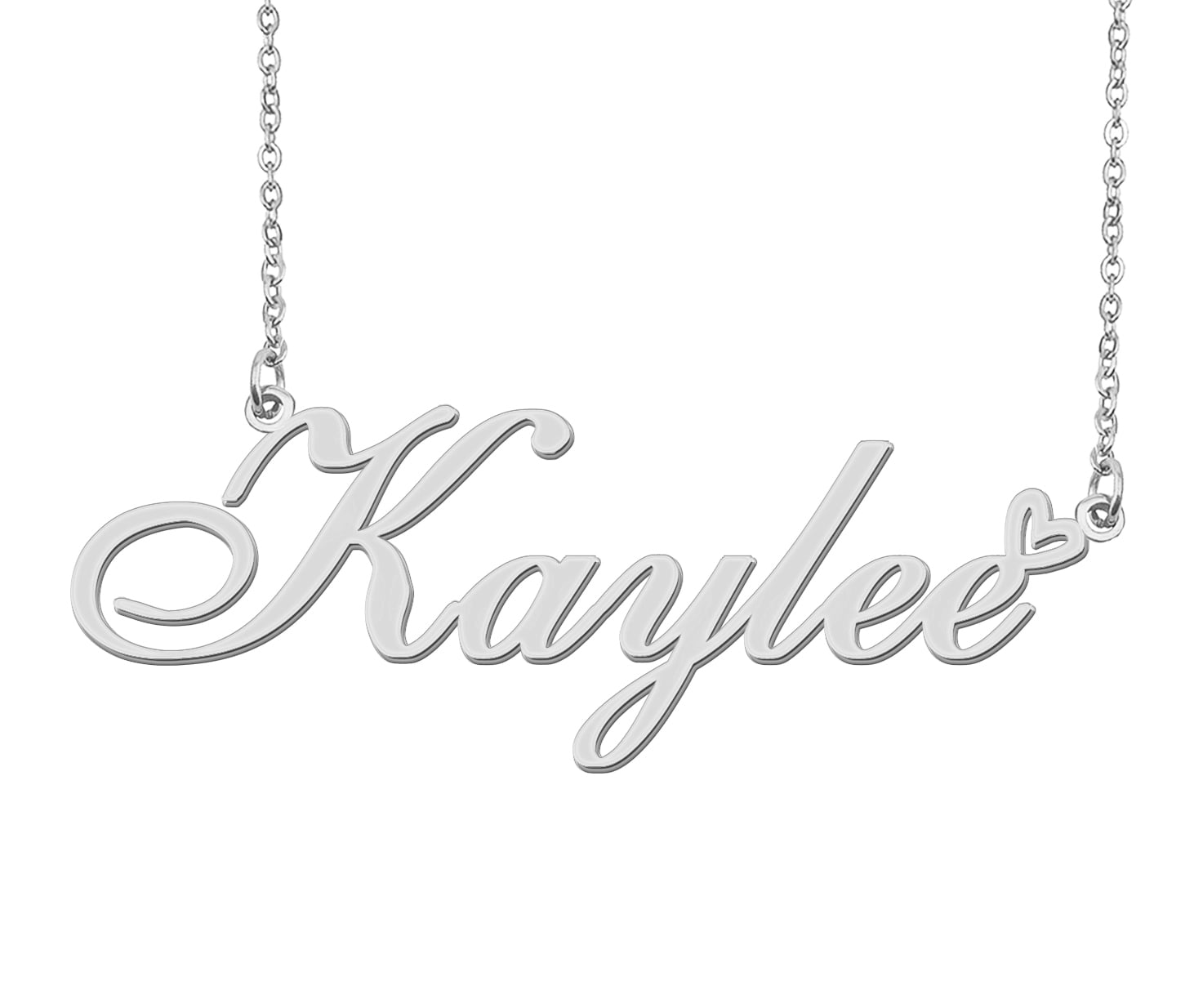 HUAN XUN Silver Kaylee Name Necklace Stainless Steel Heart Nameplate ...