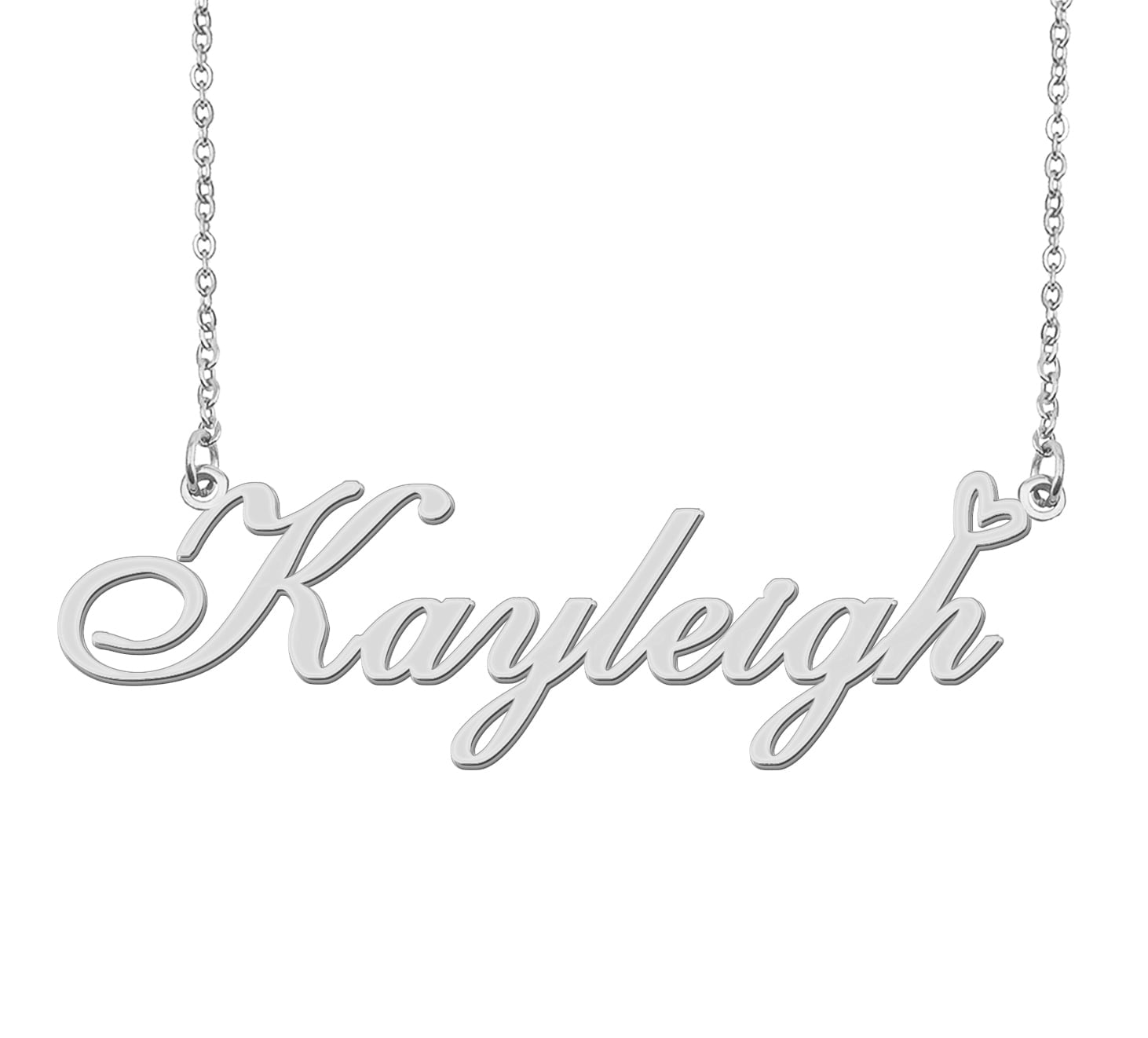 HUAN XUN Silver Kayleigh Name Necklace Stainless Steel Heart Nameplate ...