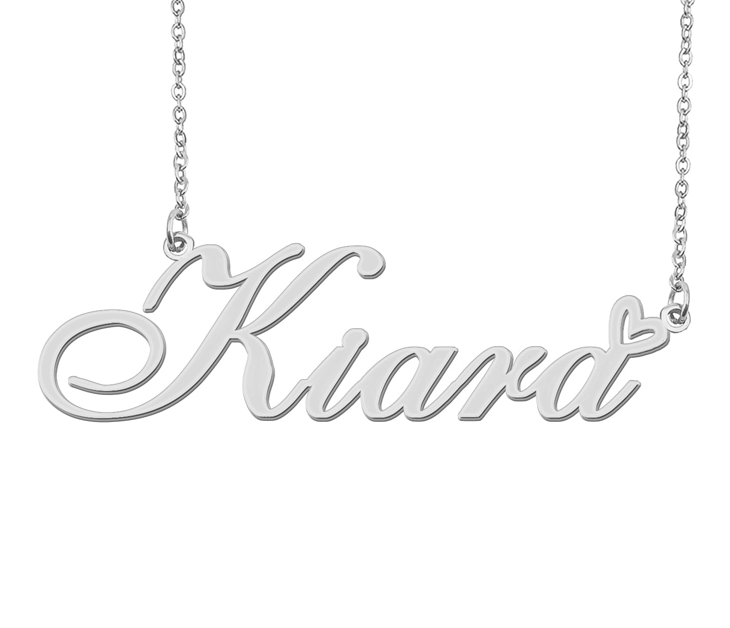 HUAN XUN Silver Kiara Name Necklace Stainless Steel Heart Nameplate ...