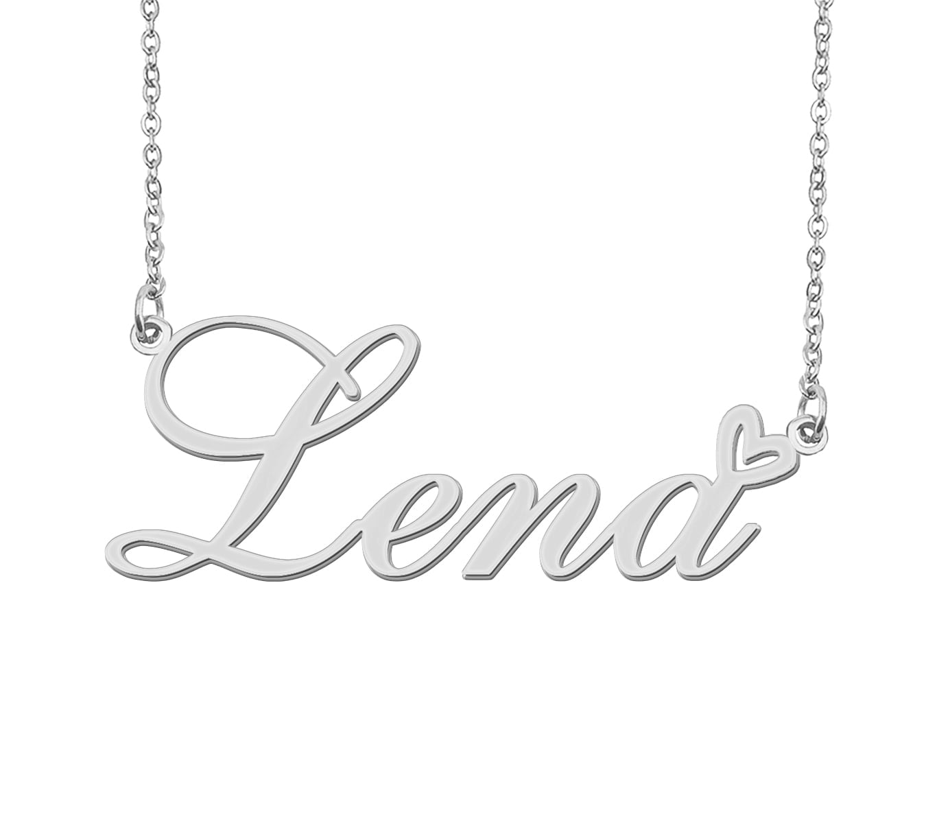 HUAN XUN Silver Lena Name Necklace Stainless Steel Heart Nameplate ...