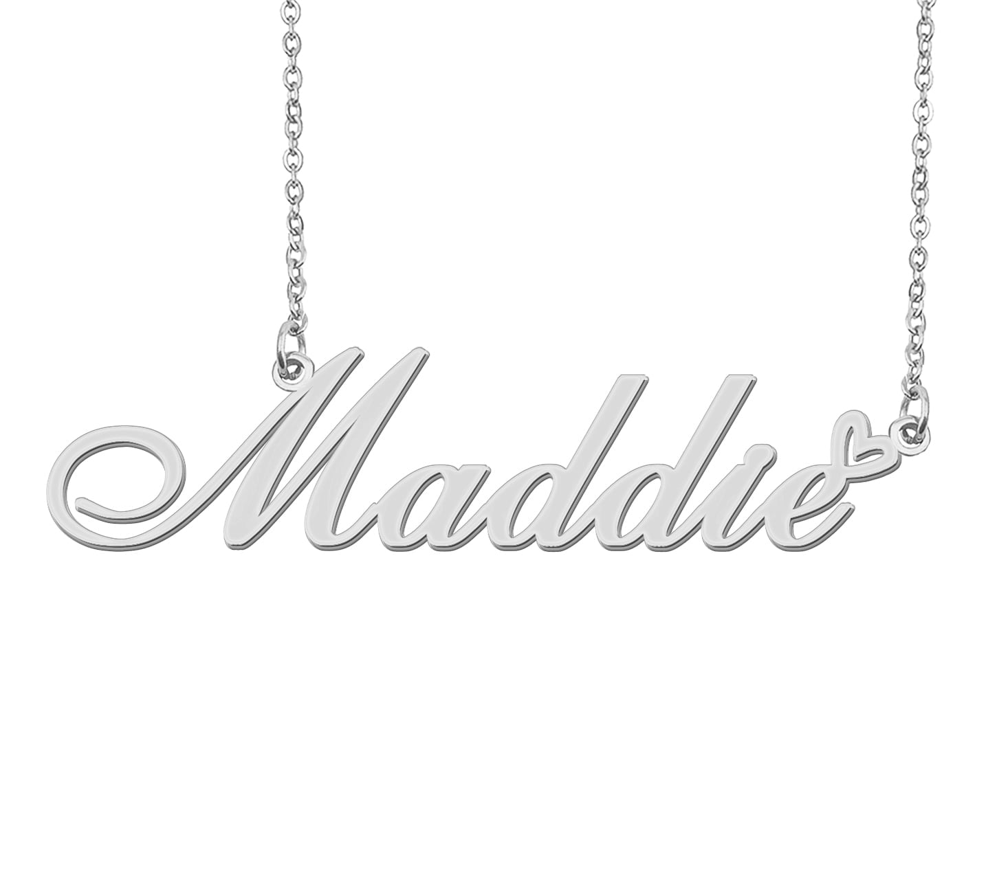 HUAN XUN Silver Maddie Name Necklace Stainless Steel Heart Nameplate ...