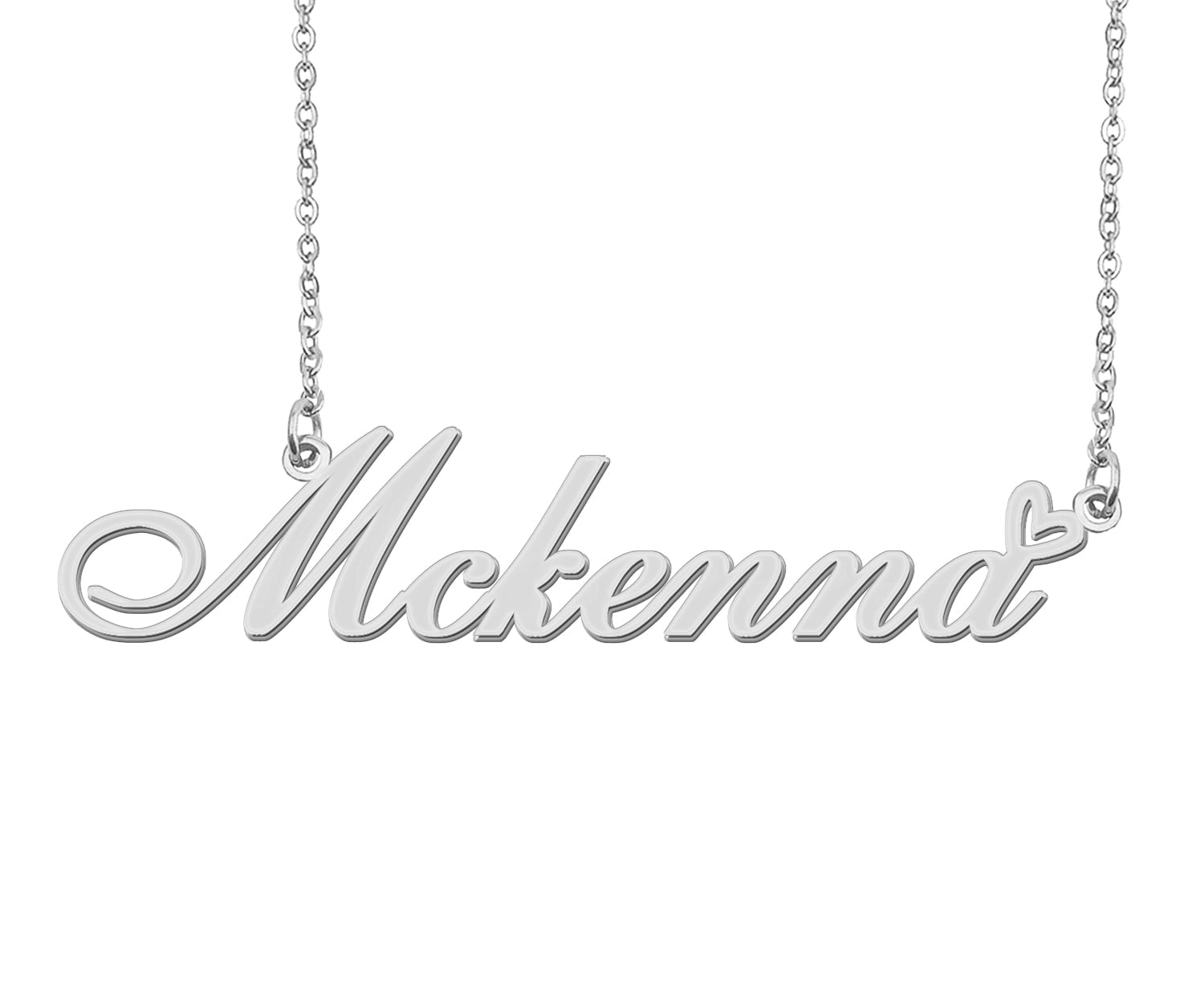 HUAN XUN Silver Mckenna Name Necklace Stainless Steel Heart Nameplate ...