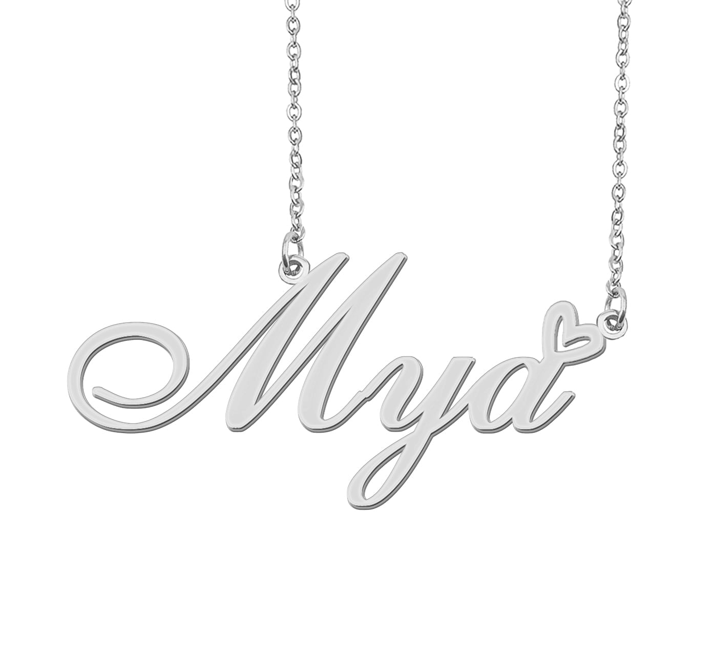 HUAN XUN Silver Mya Name Necklace Stainless Steel Heart Nameplate ...
