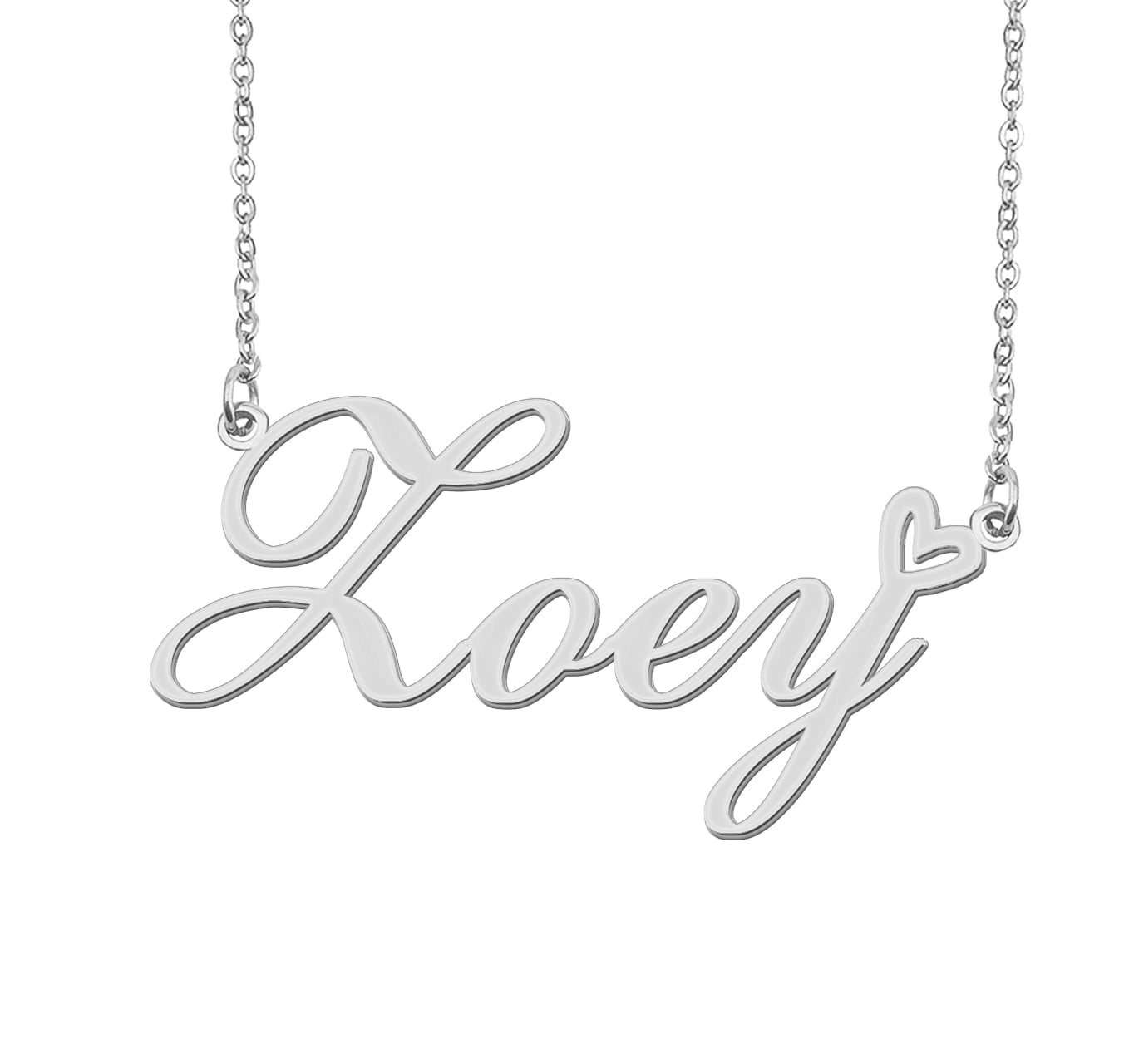 HUAN XUN Silver Zoey Name Necklace Stainless Steel Heart Nameplate ...