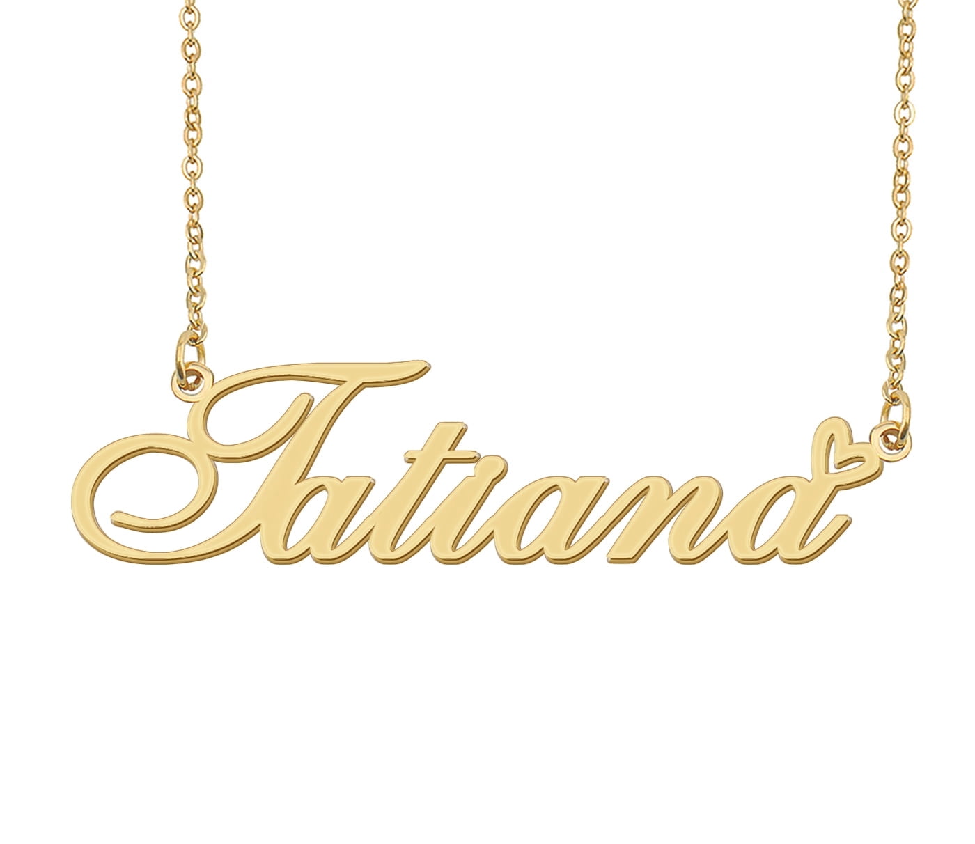 HUAN XUN Tatiana Name Heart Necklace 18k Gold Plated Nameplate Pendant ...