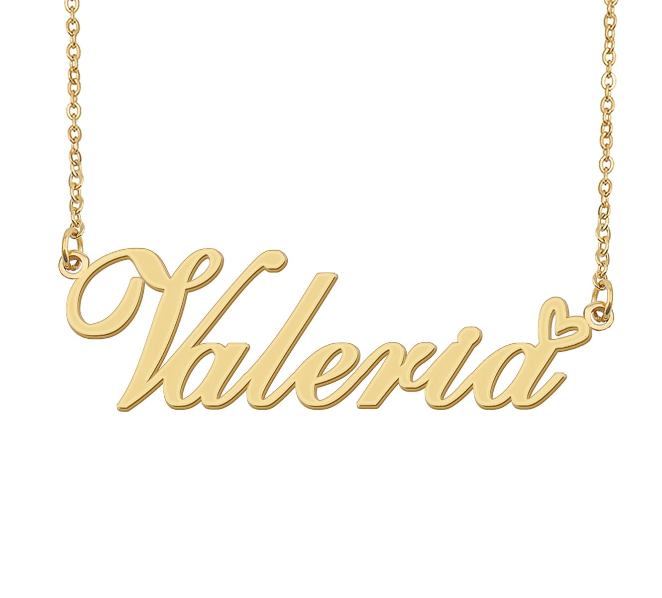 HUAN XUN Valeria Name Heart Necklace 18k Gold Plated Nameplate Pendant ...