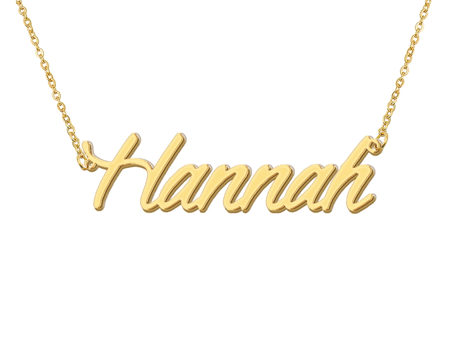 HUAN XUN 18k Gold Plated Hannah Name Necklace Stainless Steel Nameplate ...