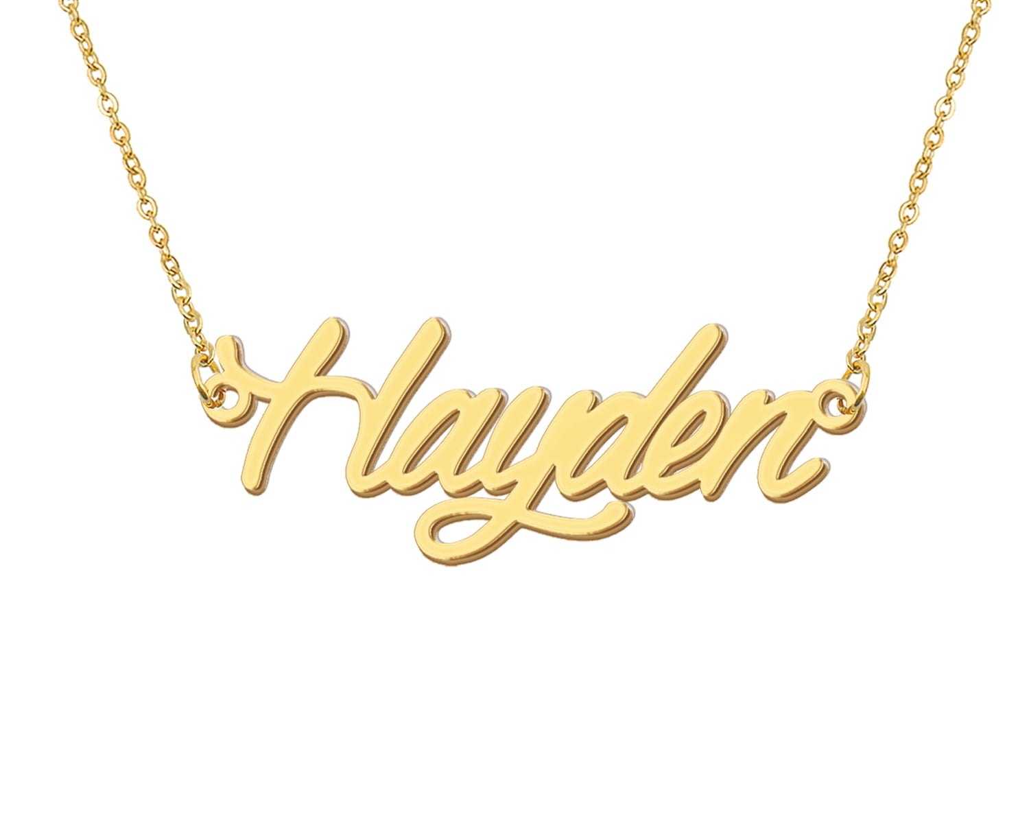 HUAN XUN 18k Gold Plated Hayden Name Necklace Stainless Steel Nameplate ...