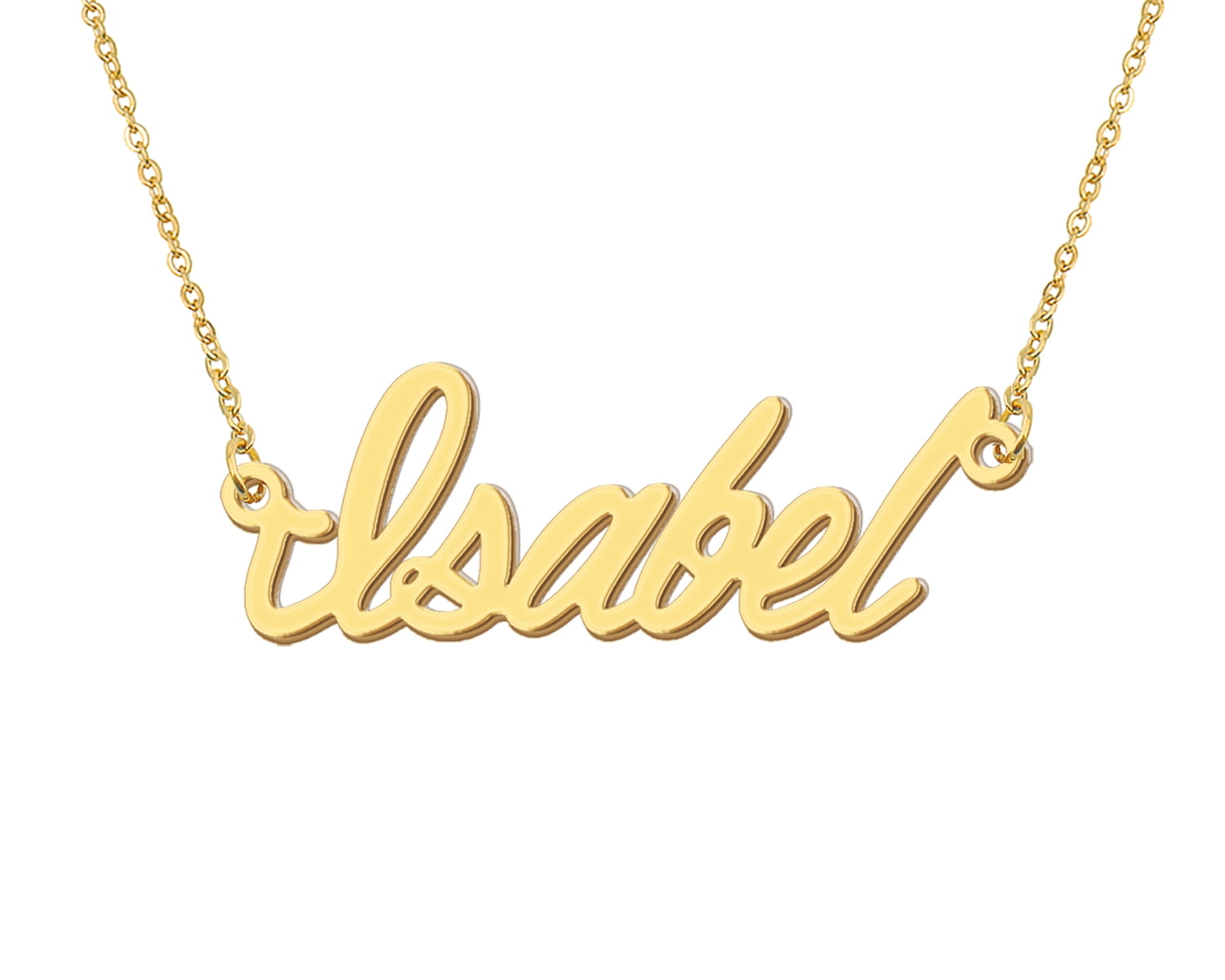 HUAN XUN 18k Gold Plated Isabel Name Necklace Stainless Steel Nameplate ...