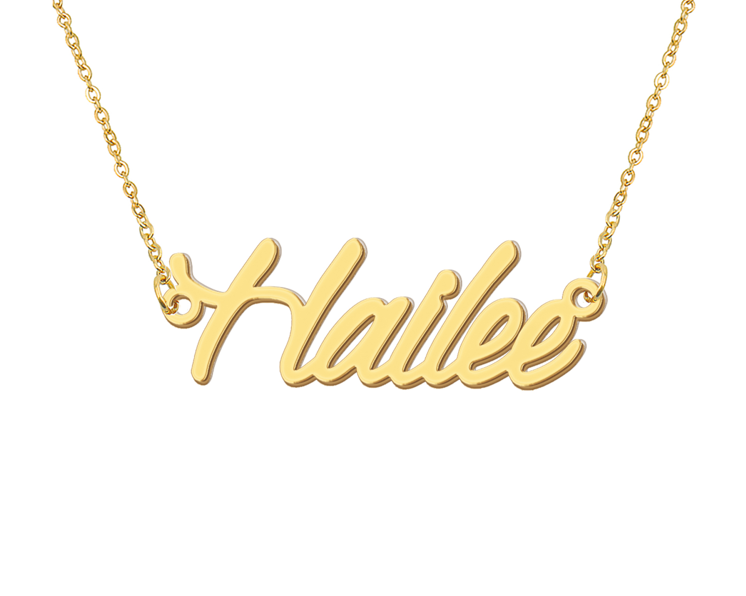 HUAN XUN 18k Gold Plated Hailee Name Necklace Stainless Steel Nameplate ...