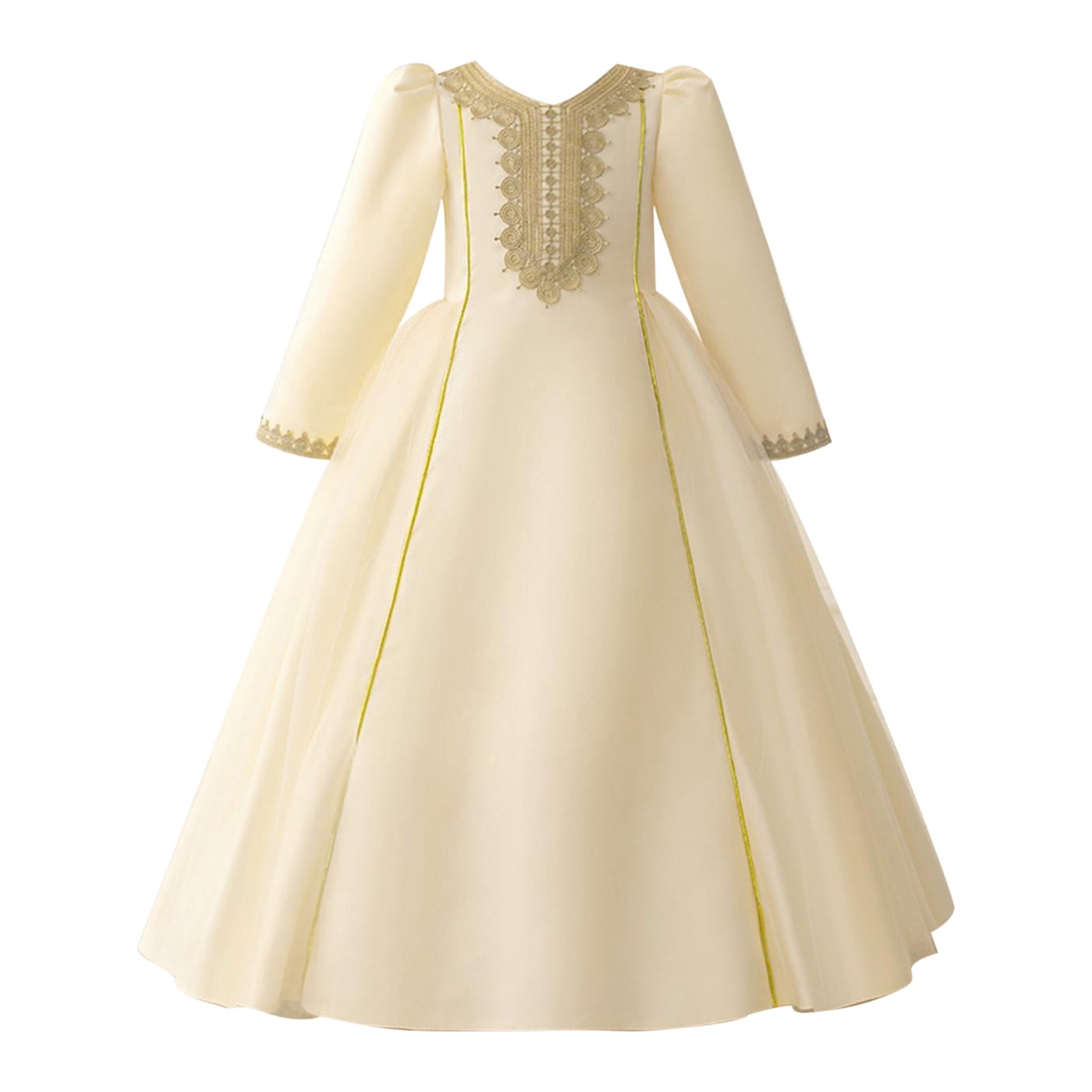 HUANBAI 2024 New Arab Abaya Girls' Embroidered Temperament Dress 6-7 ...