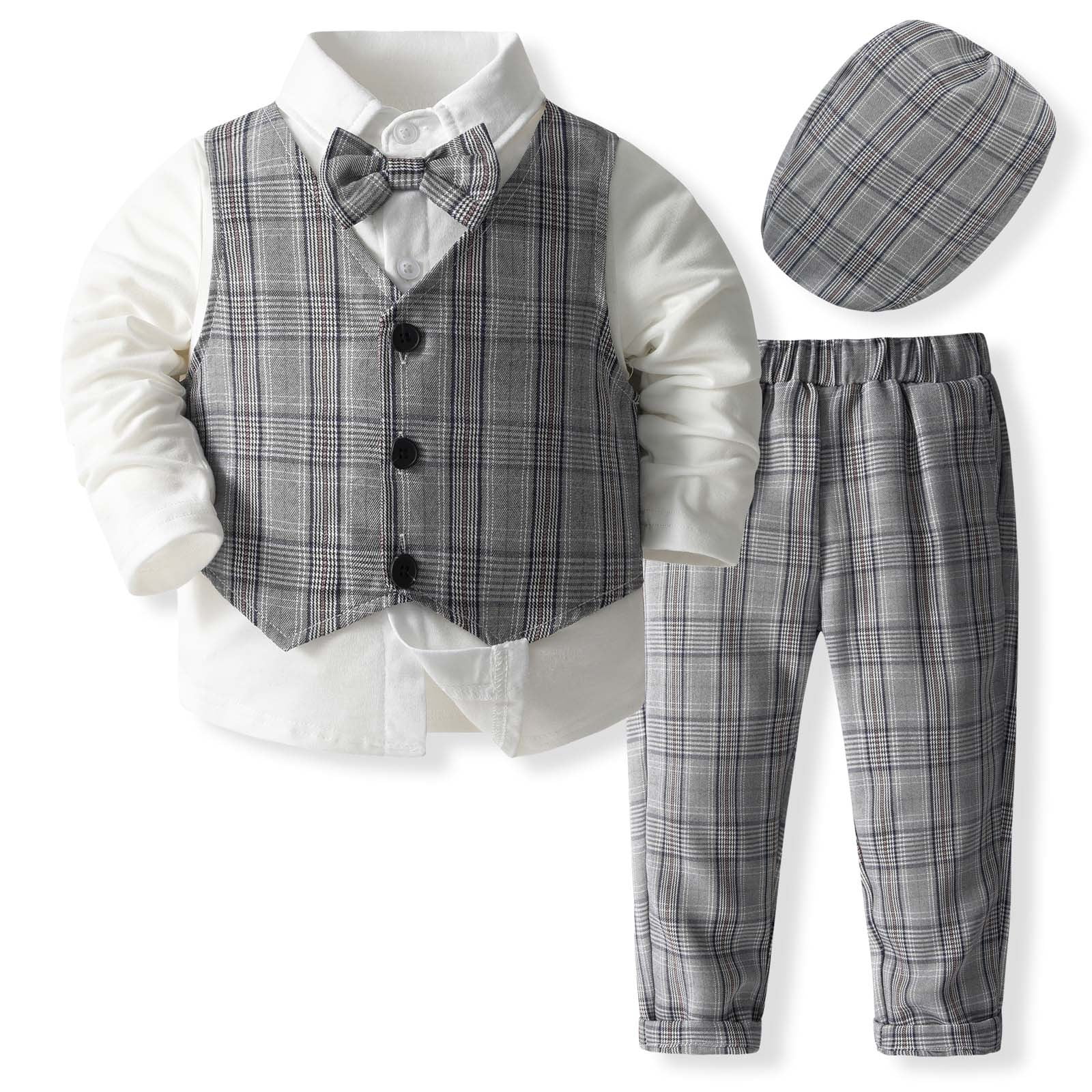 HUANBAI Baby Boy Clothes Suits Infant Tuxedo Gentleman Outfits Formal ...
