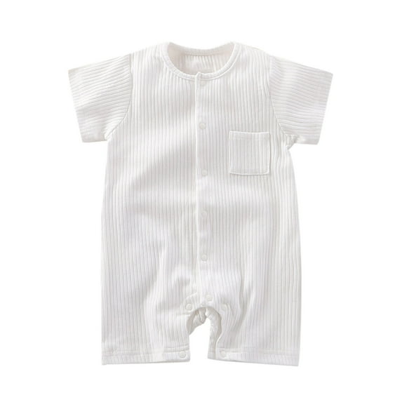HUANBAI Baby Boy Girl Romper Clothes Solid Ribbed Bodysuit Jumpsuit ...