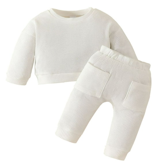 HUANBAI Baby Fall Outfits Solid Color Long Sleeve Sweatshirt Tops Pants ...