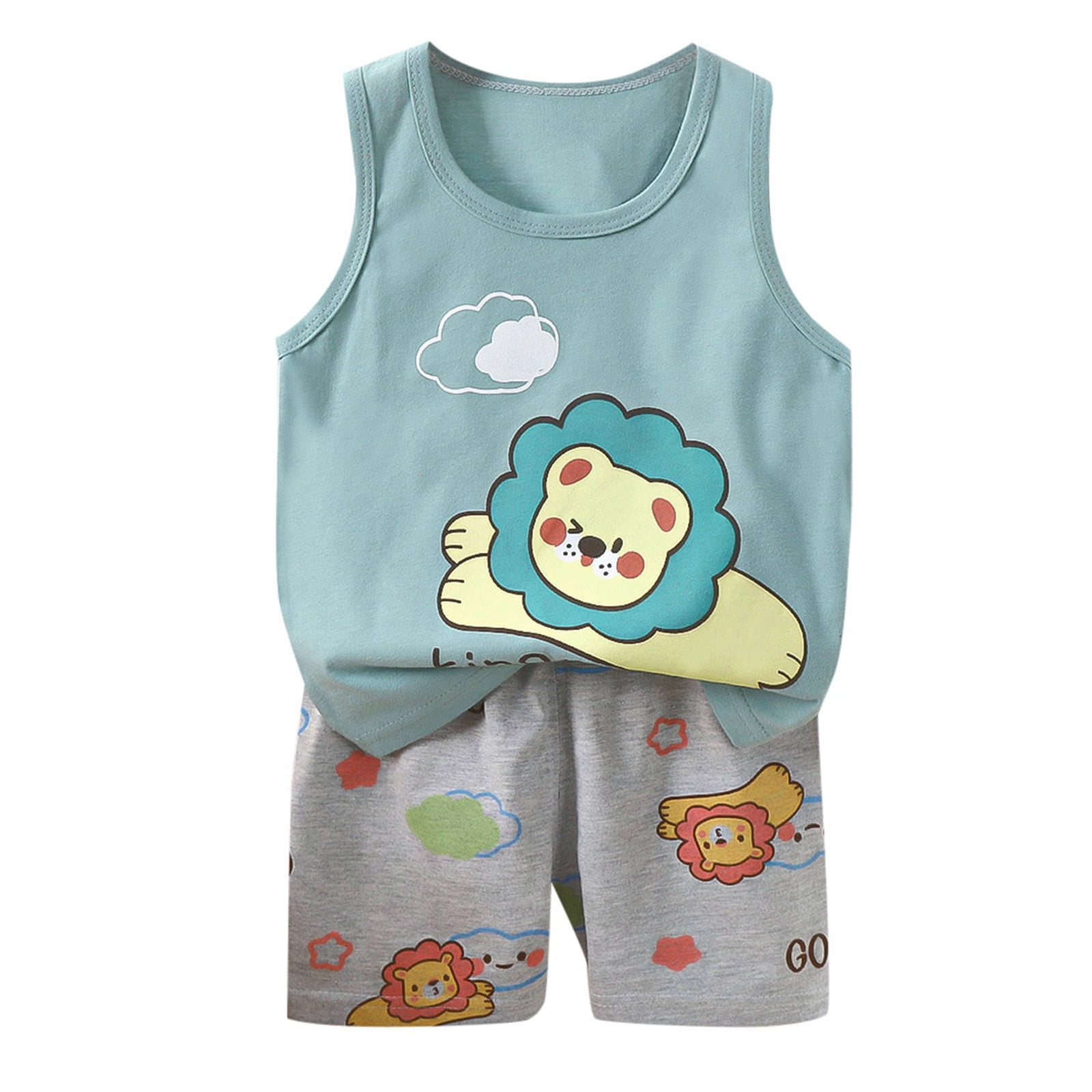 HUANBAI Children's Tank Set Cartoon Printed Summer Dress For Girls 73 ...