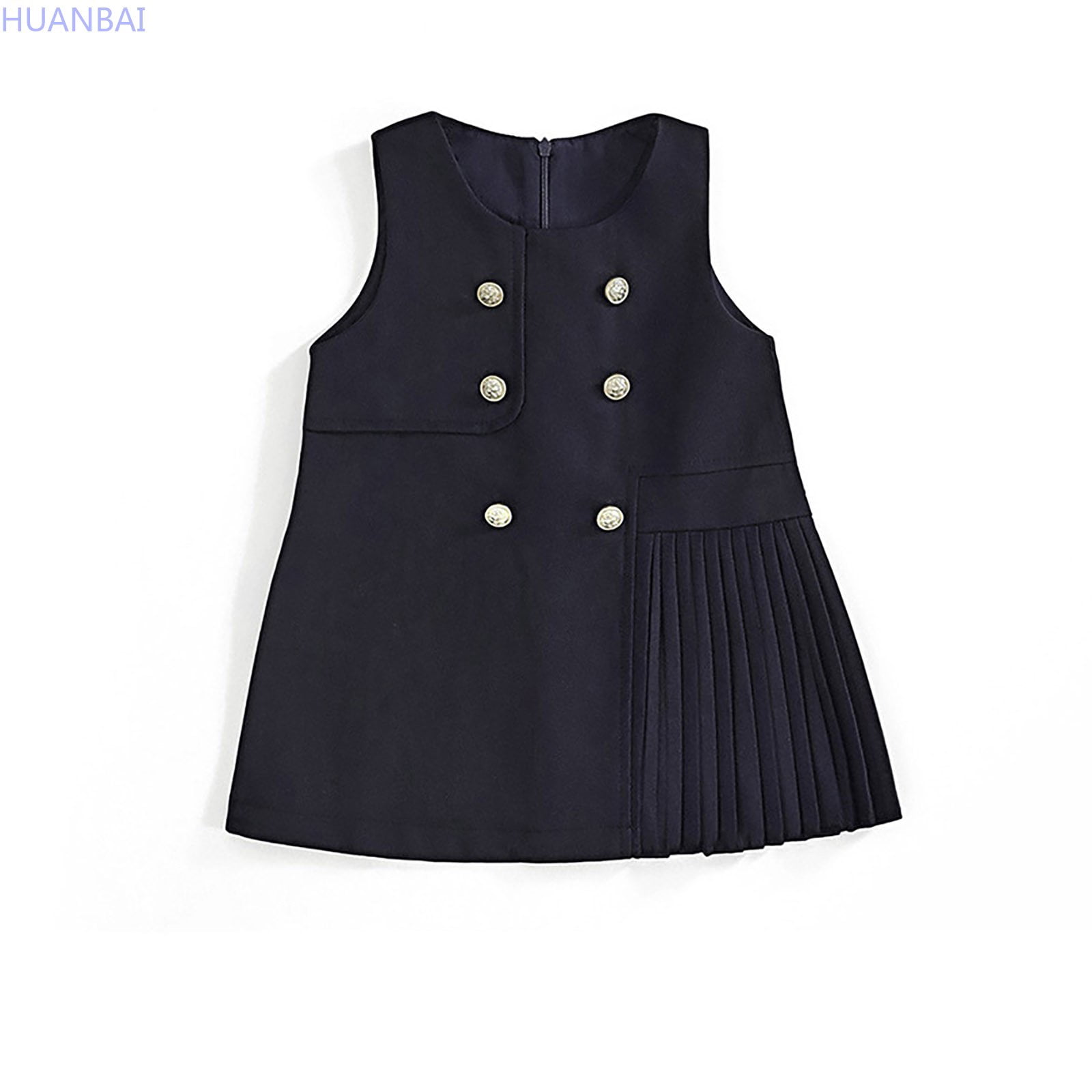HUANBAI Girls Classic Vest Dress Double Preppy Style Autumn Winter ...