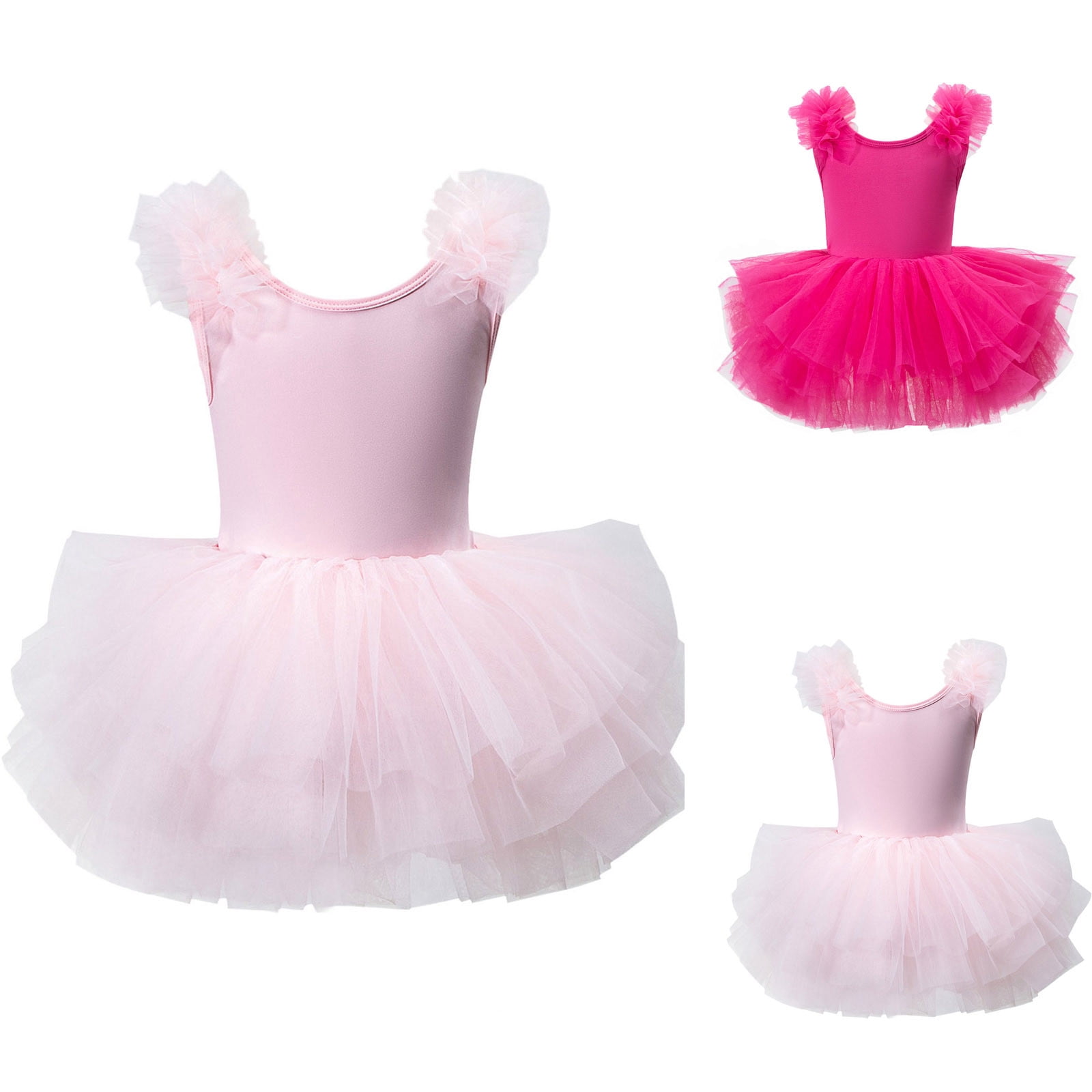 HUANBAI Girls Summer Dress Fit and Flare Sleeveless Tulle Puffy Dance ...