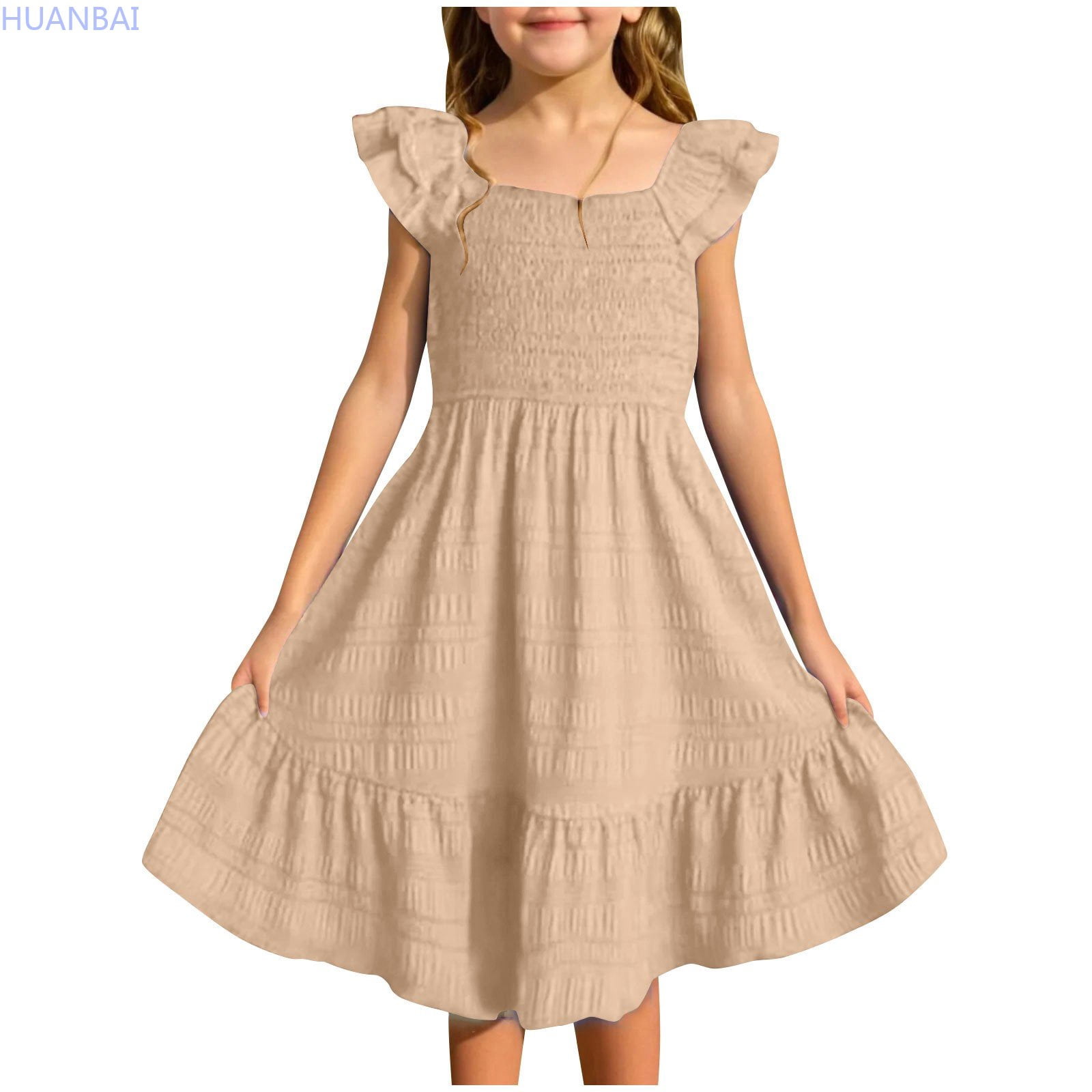 HUANBAI Girls Summer Dresses Smocked Sleeveless Long Maxi Dress 4-5 ...