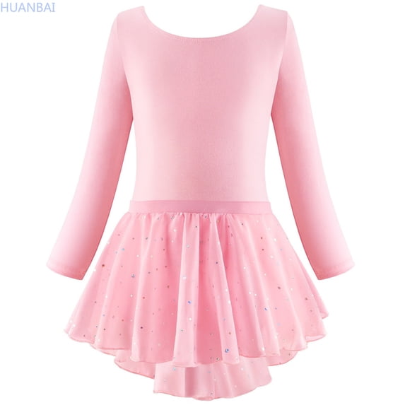 HUANBAI Long Sleeve Ballet Skirted Leotards Dance Dresses Tutu Outfit ...