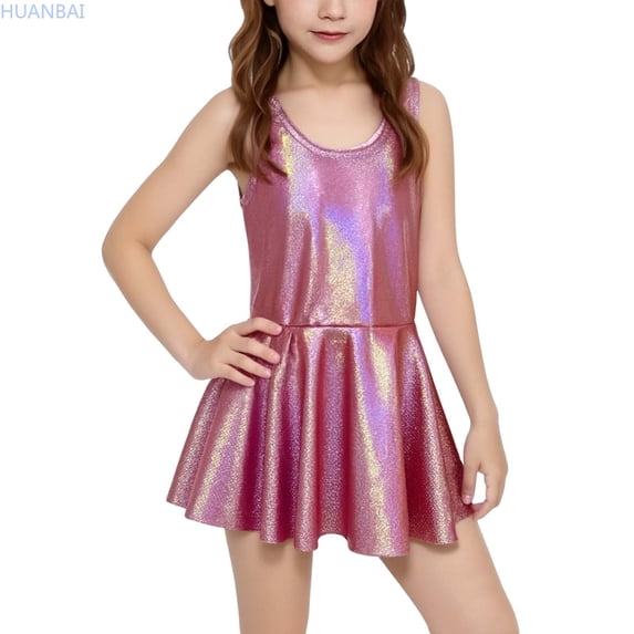 HUANBAI Sleeveless Tank Jumpsuit Dress For Girls Sun Party Casual ...