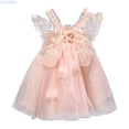 HUANBAI Toddler Girls Fly Sleeve Butterfly Tulle Lace Dress Dance Party ...
