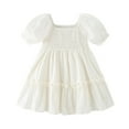 HUANBAI Toddler Girls Puff Sleeves Solid Color Dress Princess Dress ...