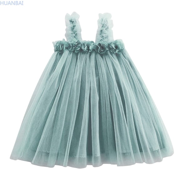HUANBAI Toddler Girls Sleeveless Mesh Flowers Holiday Party Dress Dance ...