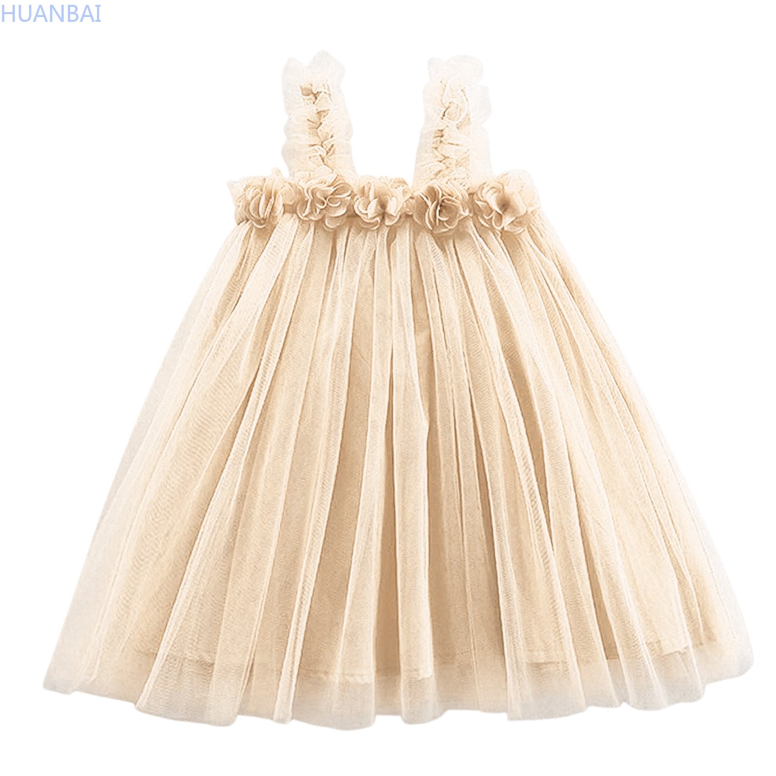 HUANBAI Toddler Girls Sleeveless Mesh Flowers Holiday Party Dress Dance ...