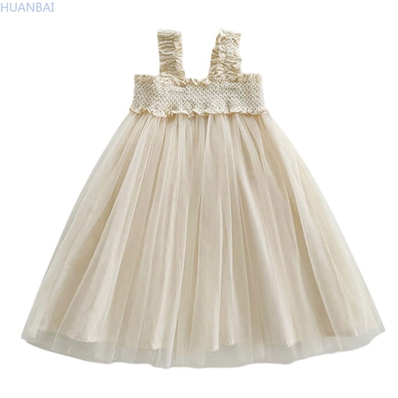 HUANBAI Toddler Girls Sleeveless Mesh Lace Holiday Party Dress Dance ...