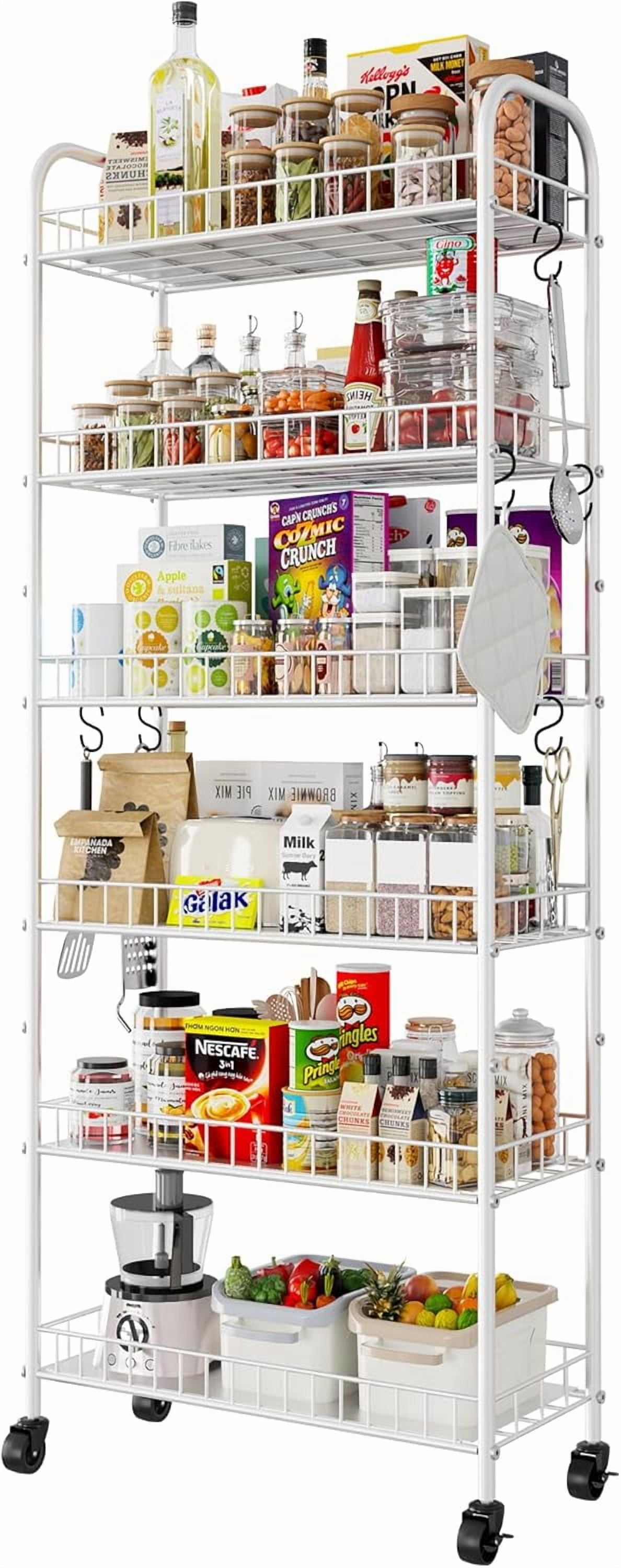 HUANG 6-Tier Slim Rolling Storage Cart with Wheels, 10 Inches Wide ...