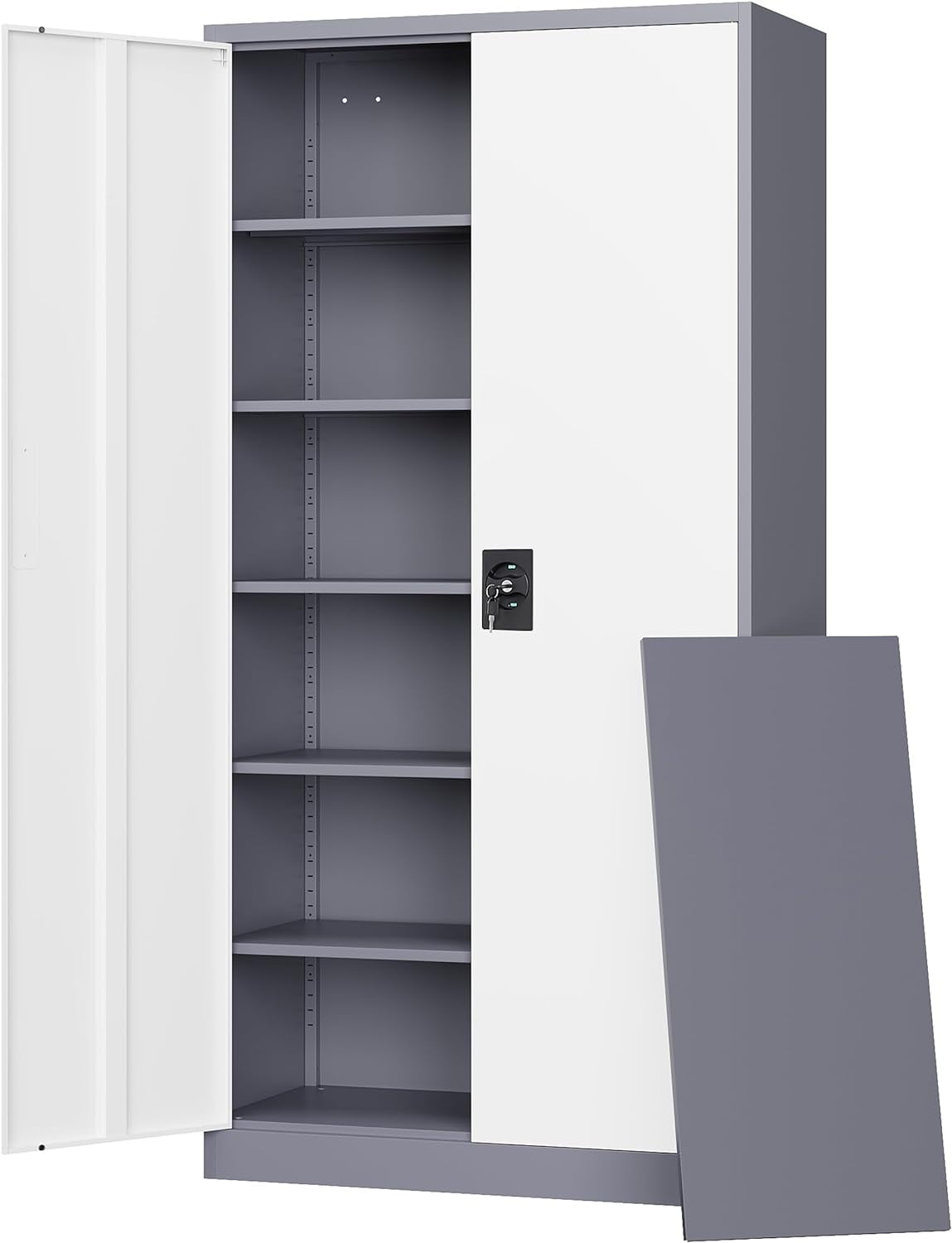 HUANG 71" Metal Garage Storage Cabinet with Locking Door & Adjustable ...