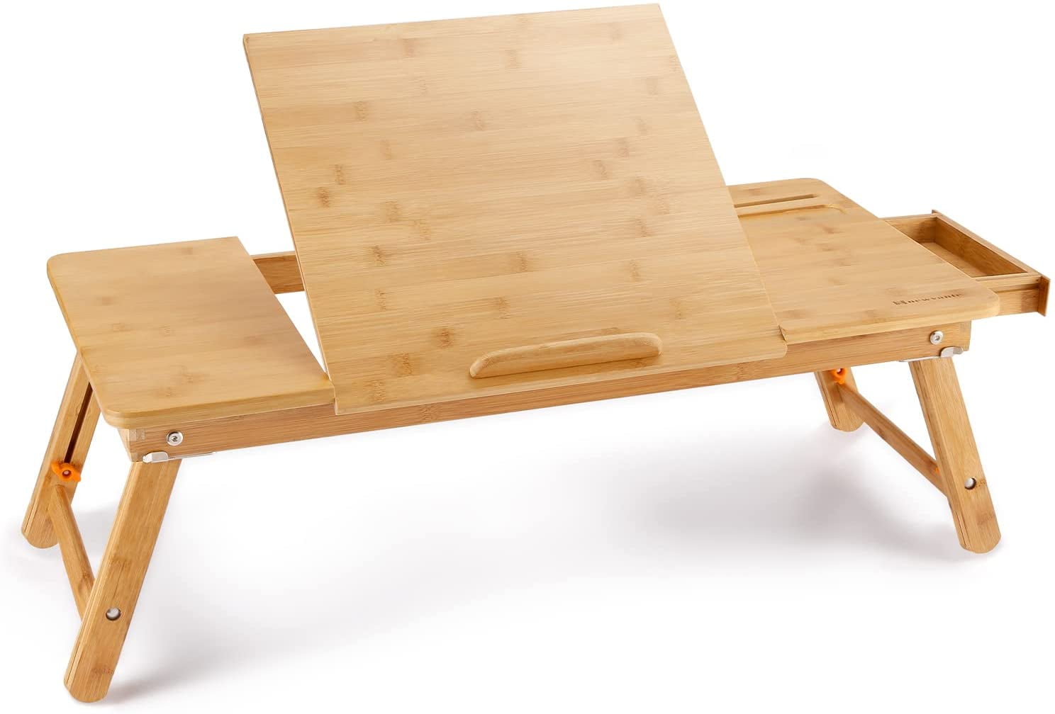 HUANG Bamboo Laptop Table Adjustable Lap Tray with 7 Tilting Angles ...