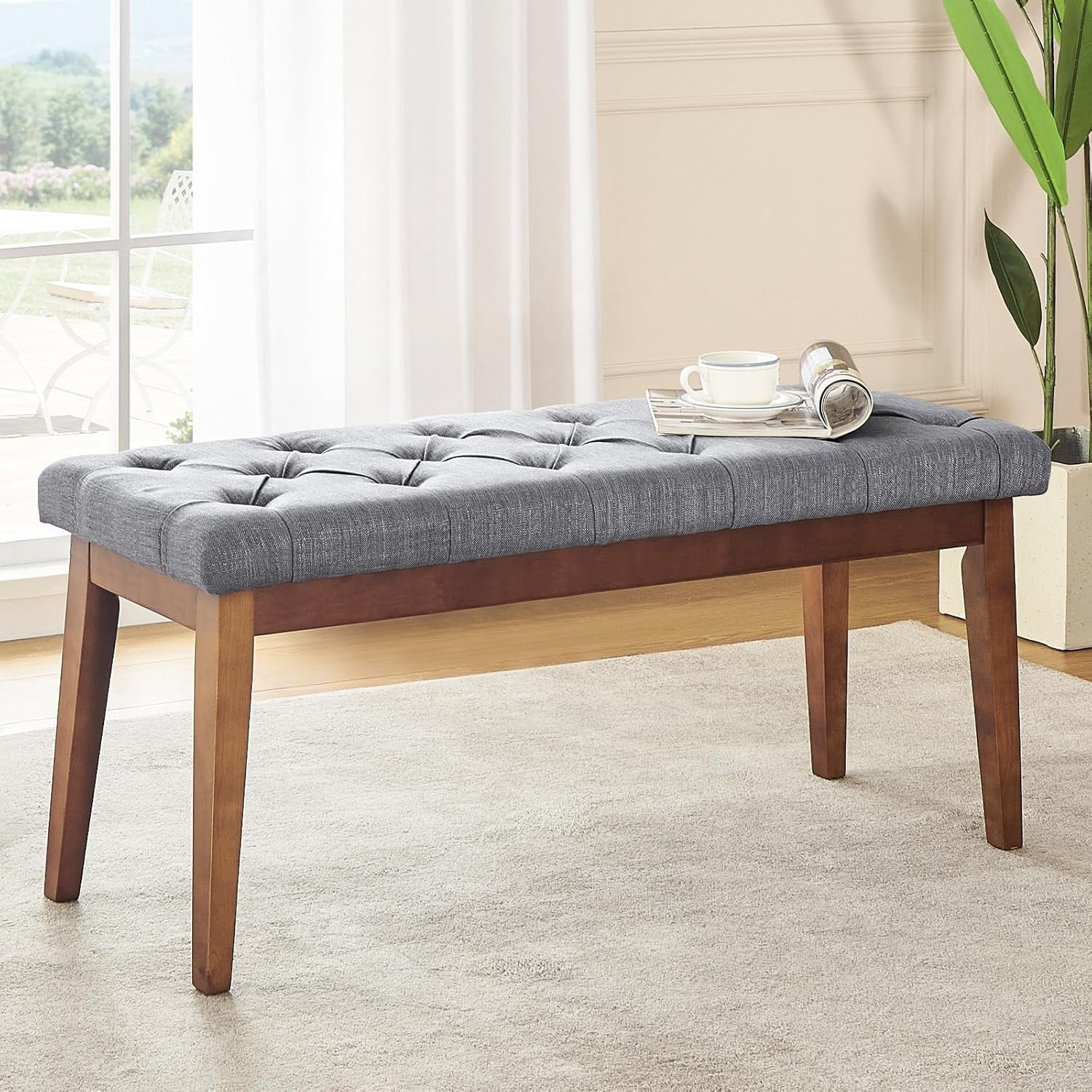 HUANG Upholstered Bench for Bedroom End of Bed, 42.5" Entryway Bench ...