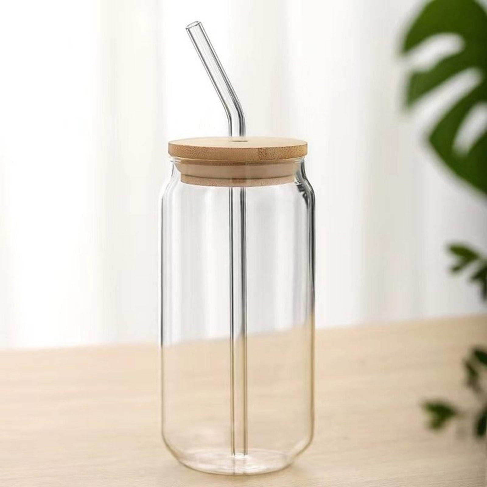 HUANGBAO 18oz Glass Cups With Bamboo Lids And Straws For Coffee Bar ...