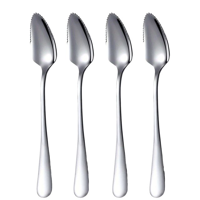 HUANGBAO Grapefruit Spoons 4 Pieces Set, 4 Stainless Steel Grapefruit ...
