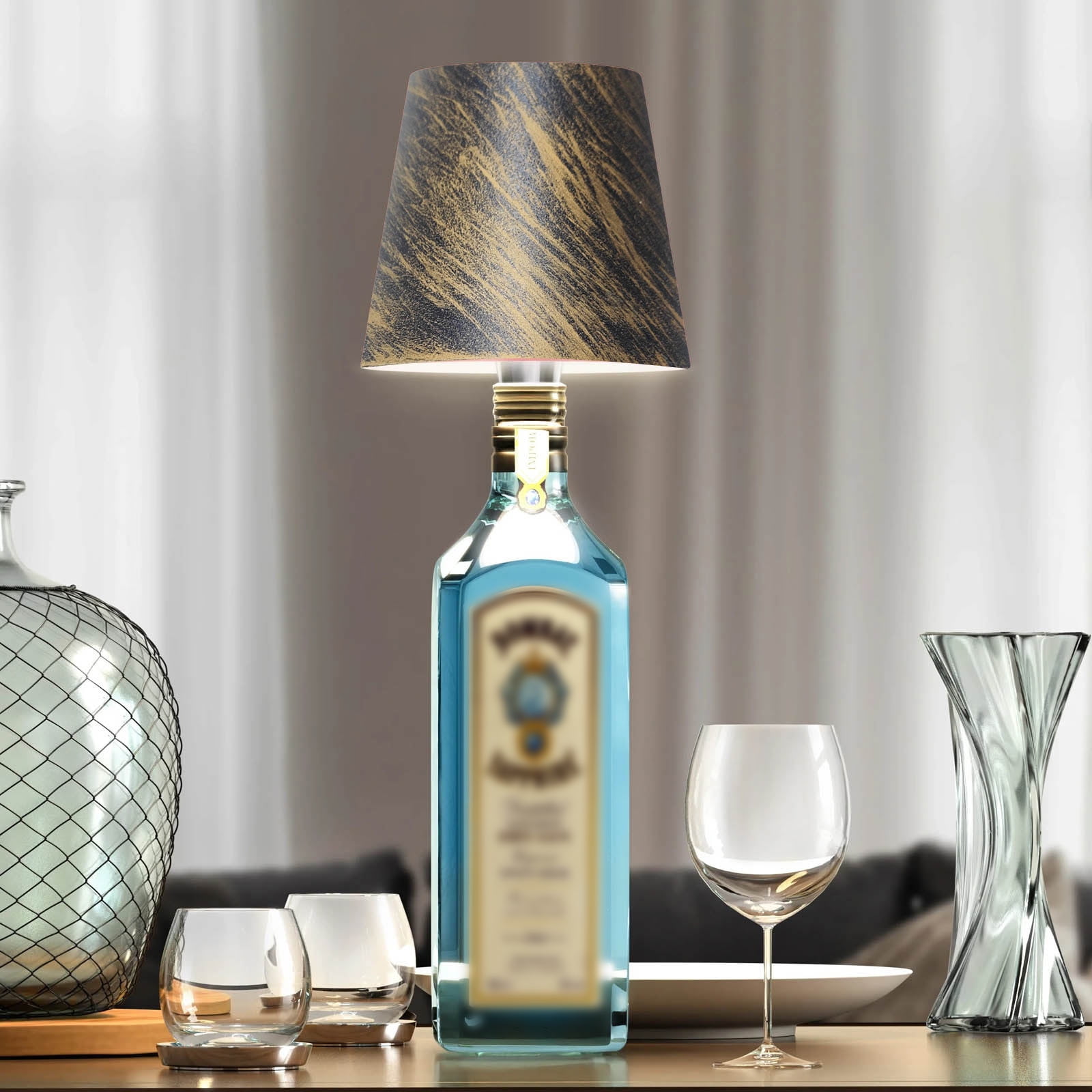 HUANGBAO Wireless Bottle Lamp, LED Rechargeable Bottle Light Kit for ...