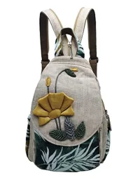 HUANGGUOSHU Women Cotton Woven Hippie Hemp Boho Canvas Embroidery Multi ...