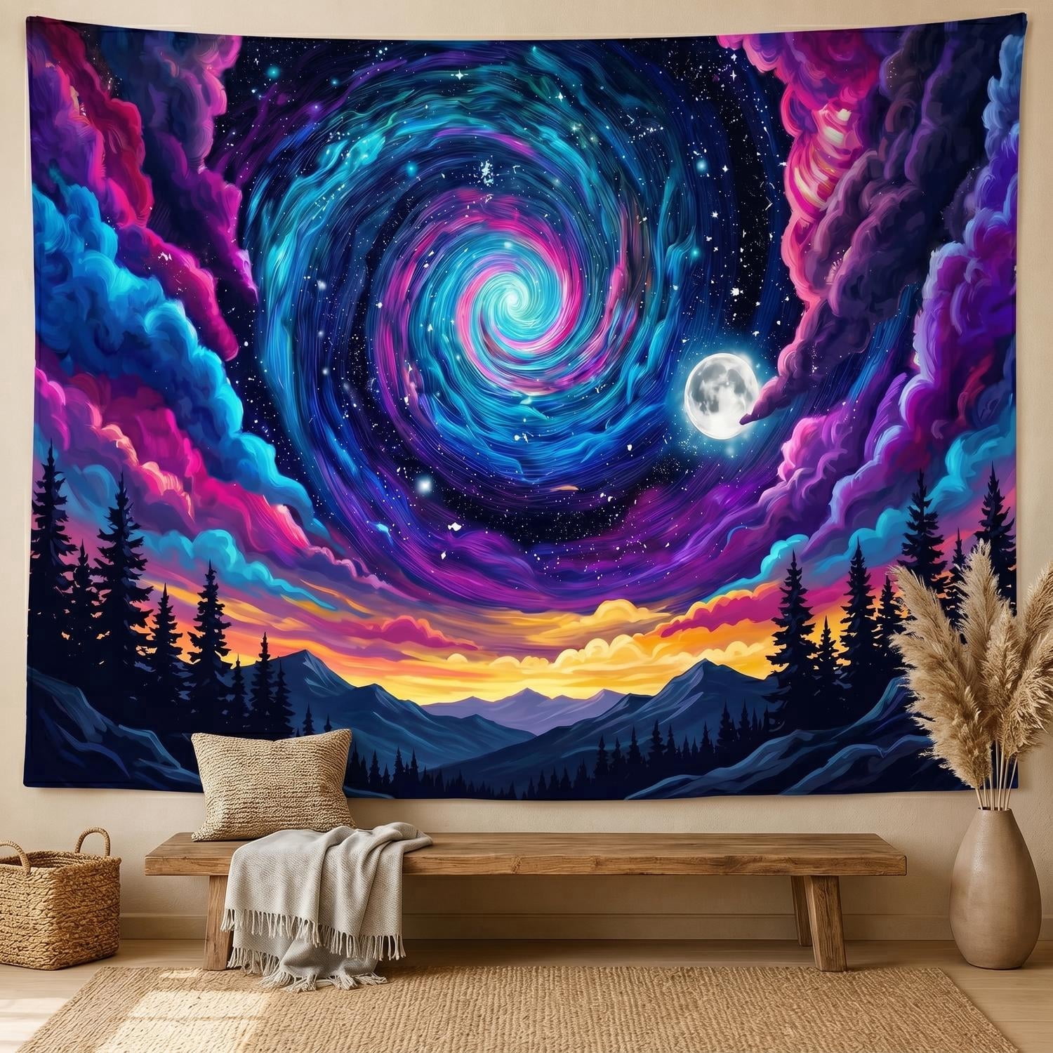 XaaKee Bedroom Tapestry, Mural Background Neon Galaxy Tapestry, High ...
