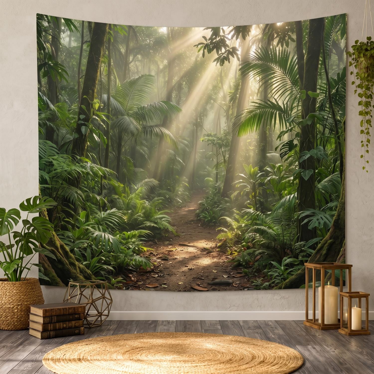 HUANGLE Wall Tapestry, Morning Light Scenic Forest Artwork Tapestry ...