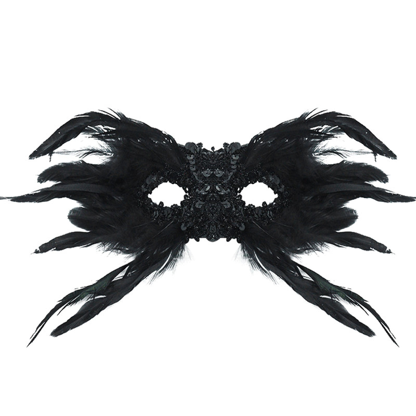 HUANGP Gothic Masquerade with Rhinestones Feather Design for Halloween ...