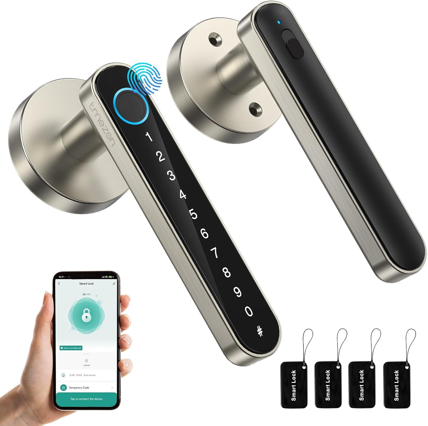 HUANGSP Smart Door Lock Fingerprint, Keyless Entry Door Lock with ...