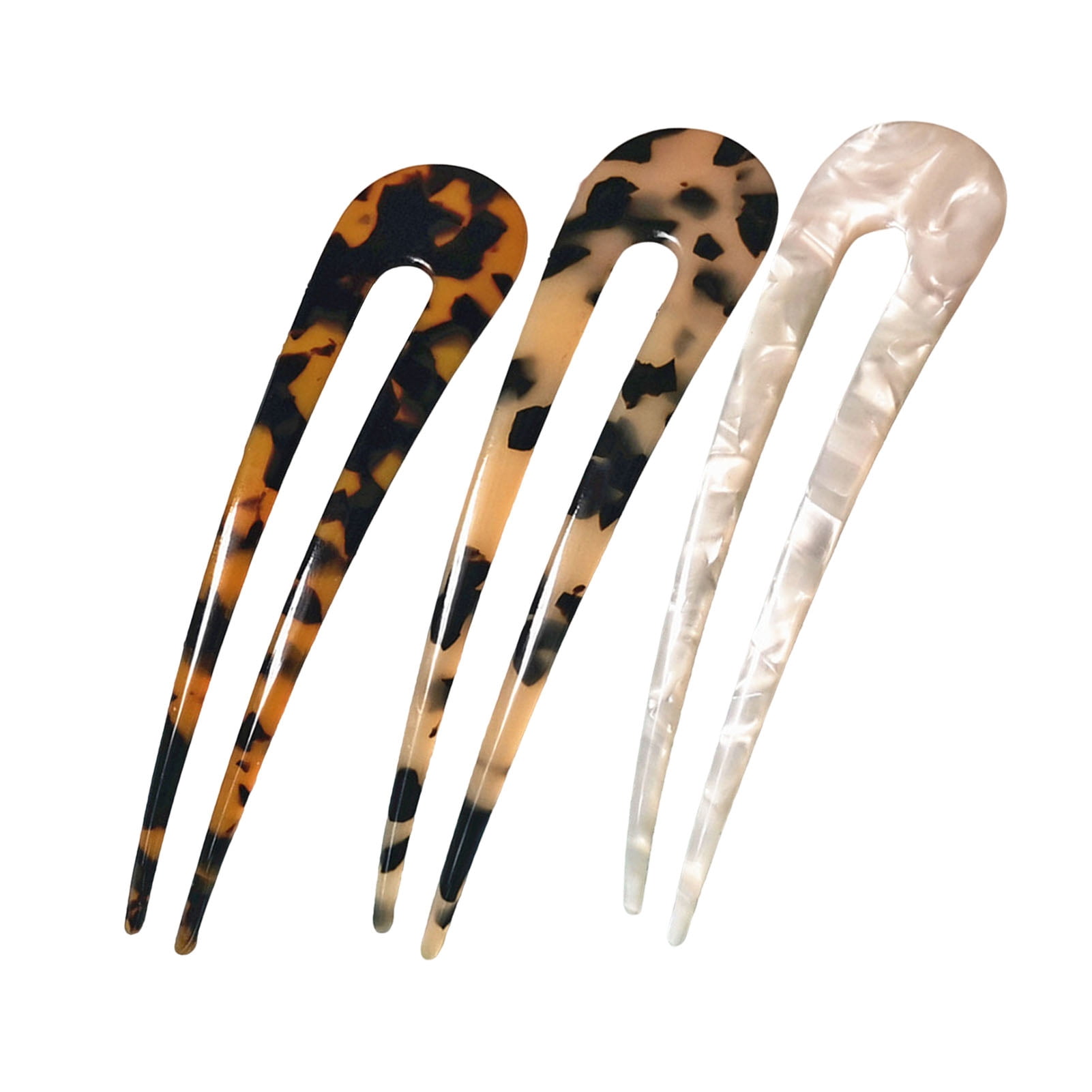 HUANLEDASH 1/3Pcs French Style Hair Pins U-Shaped Large Hair Sticks ...